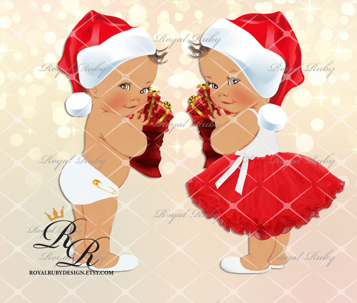 Christmas Baby Boy and Girl African American Light Skin | Etsy