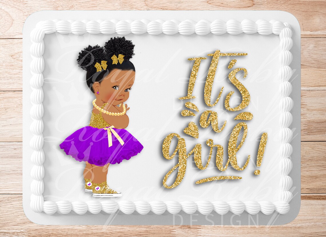 Princess Purple Gold Baby Girl Afro Puff African American - Etsy