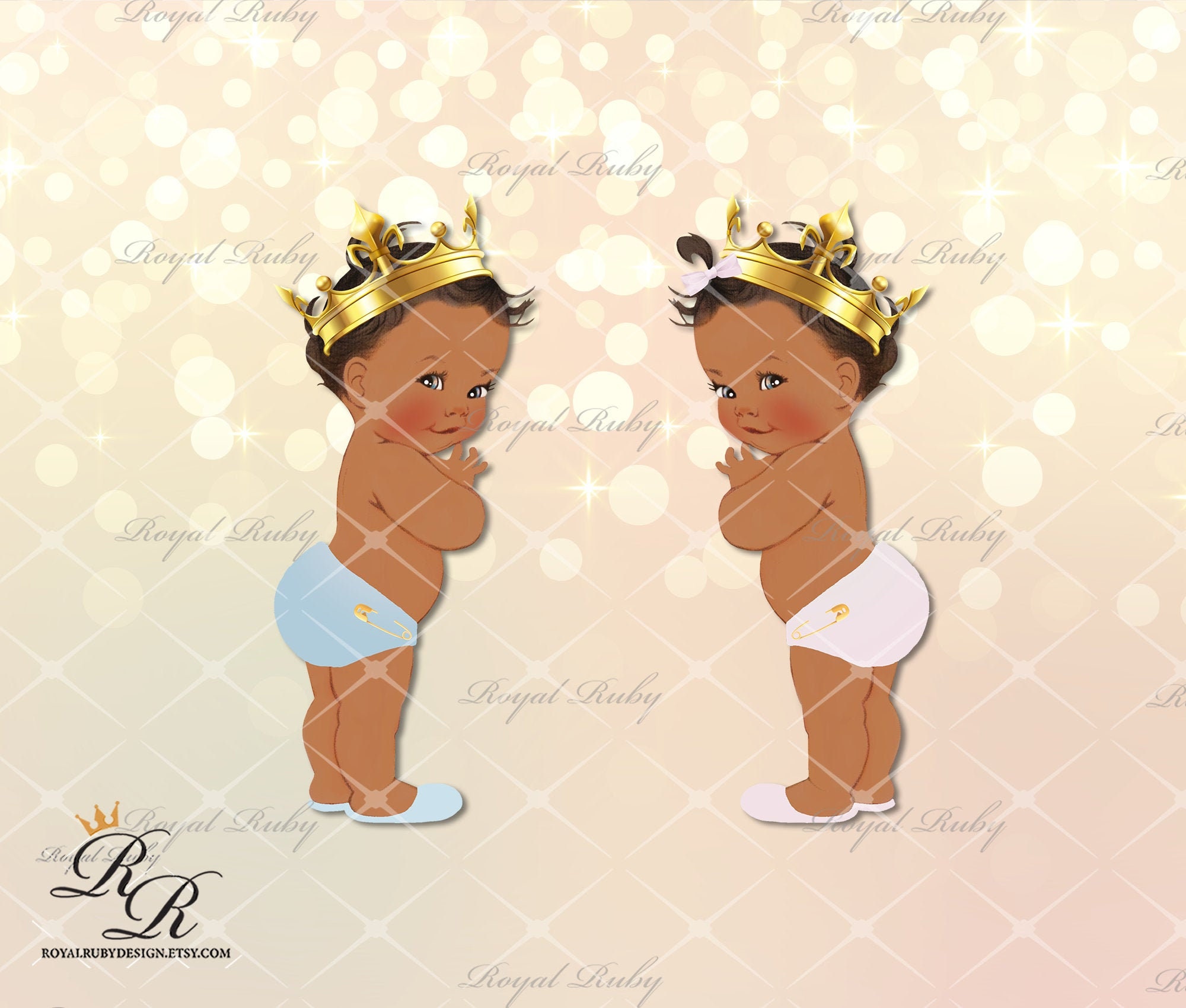 REVERSED Baby Princess and Prince African American Baby | Etsy