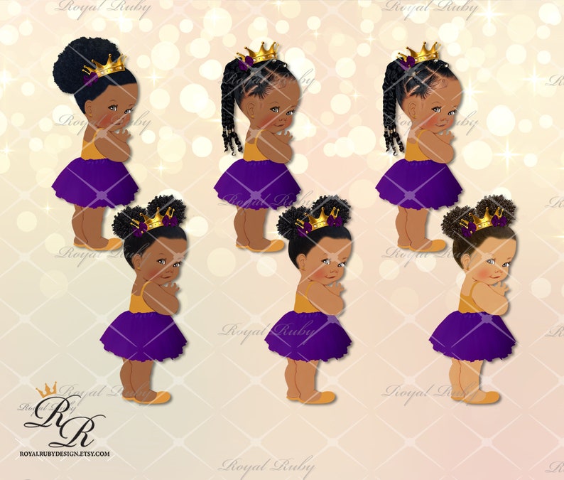 Royal princess purple gold baby girl African American Baby | Etsy
