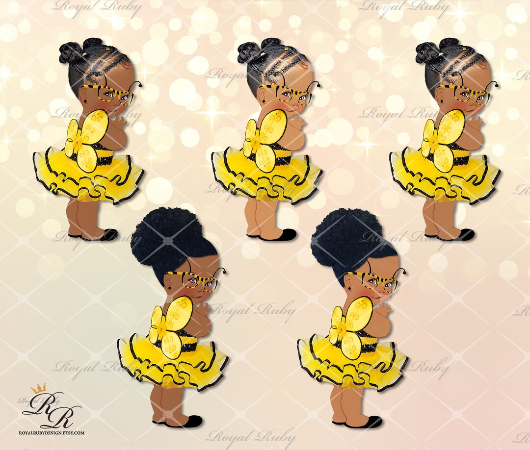 Bumblebee Baby Girl African American Girl 3 Skin Tones Bumblebee Clip ...
