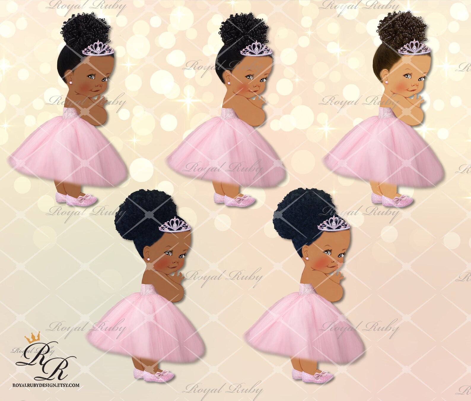 Pink Princess Tiara Baby Afro Puff African American Girl 3 | Etsy