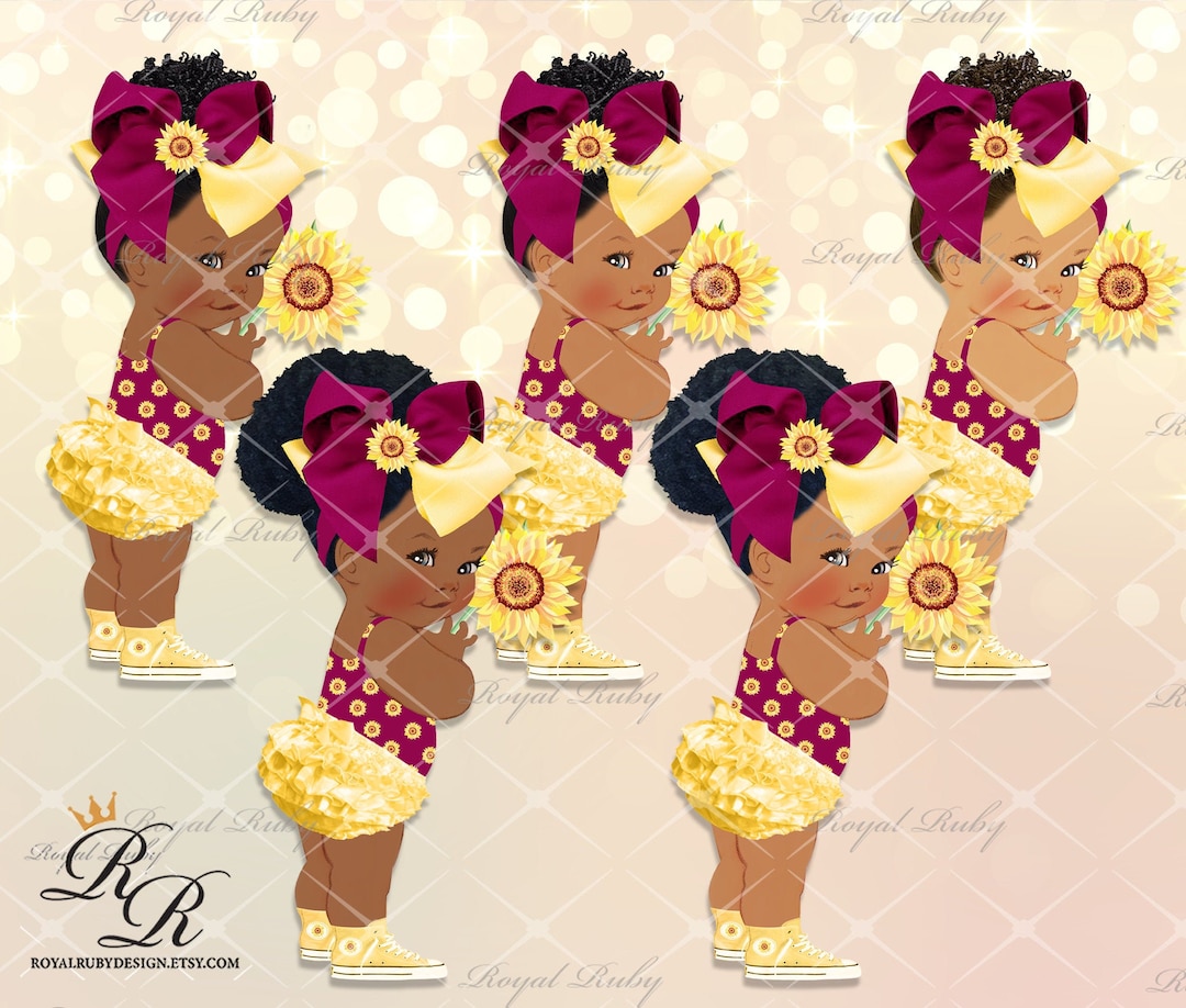 Sunflower Princess Baby Girl Yellow Fusia | African American Baby | 3 ...