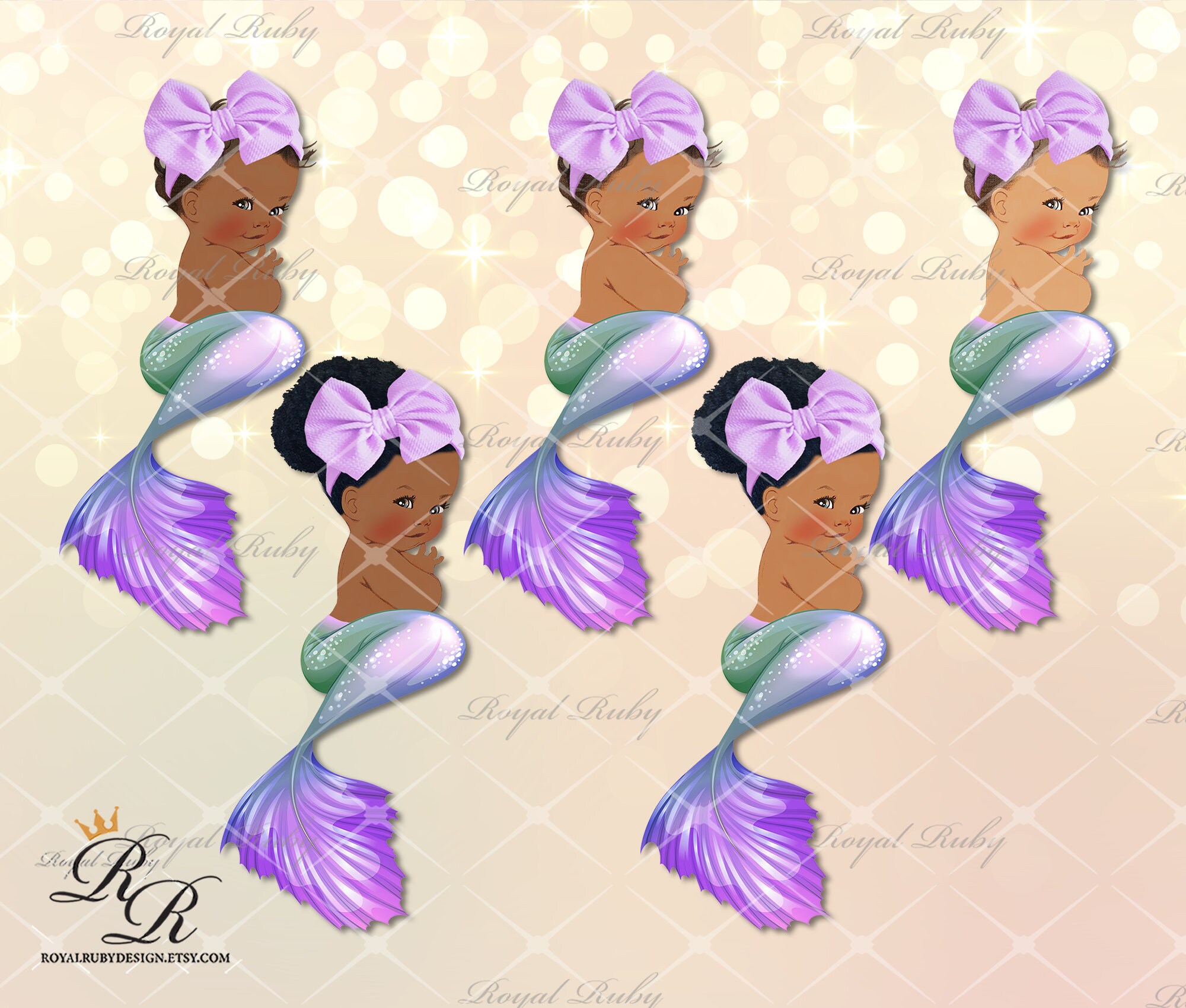 Mermaid Baby Girl Purple African American Baby Baby Shower | Etsy