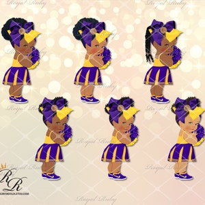 Purple Gold Cheerleader Baby Girl | African American Baby Girl | 3 Skin ...