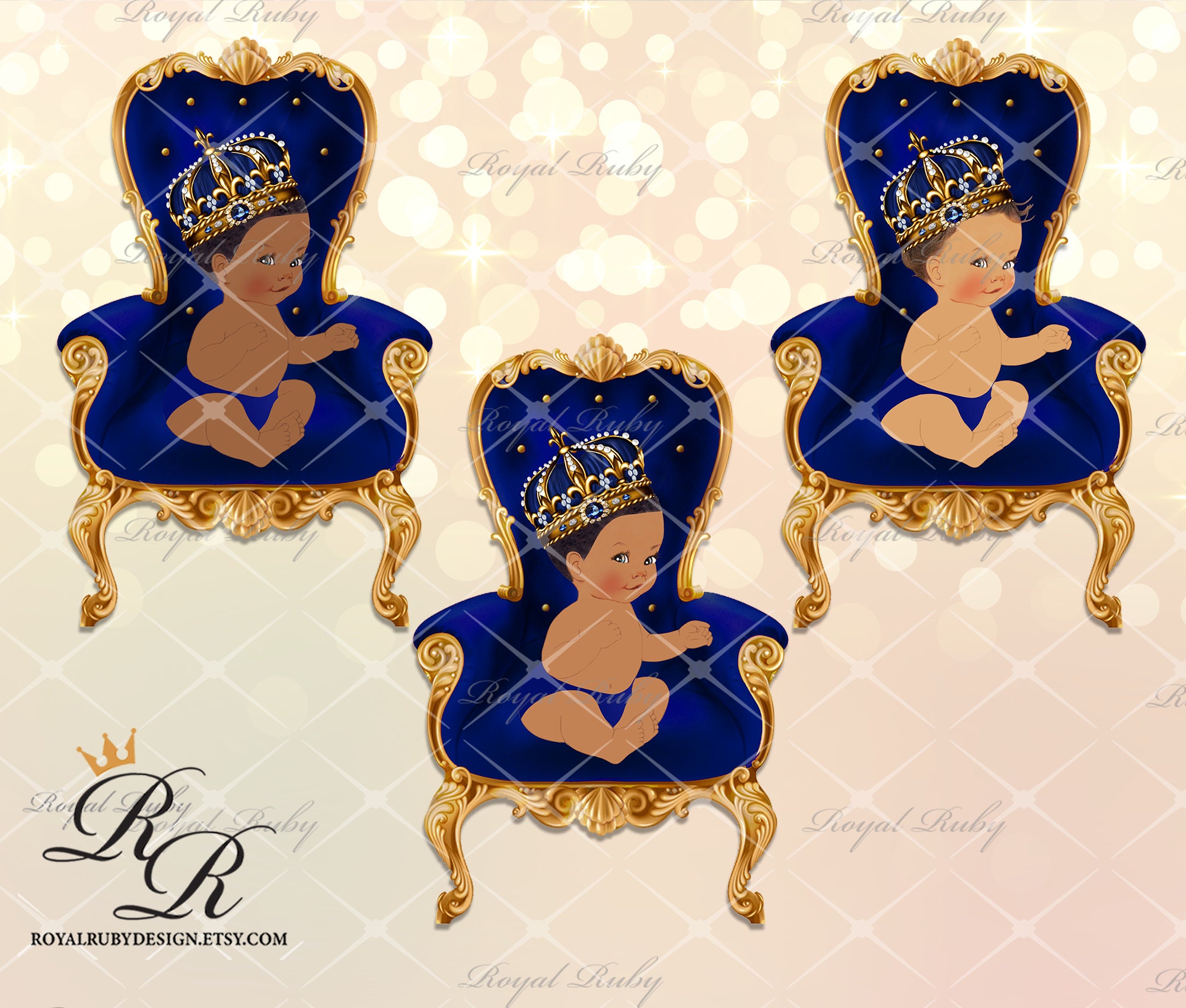 Royal Prince Blue Baby Boy | Sitting Throne | African American Baby | 3 ...