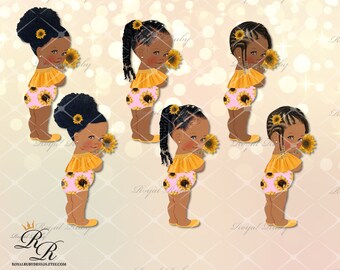 Sunflower Princess Girl Black Yellow Gold African American | Etsy
