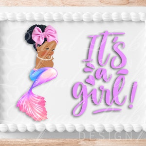 Mermaid Baby Girl Pink African American Baby Baby Shower Party ...