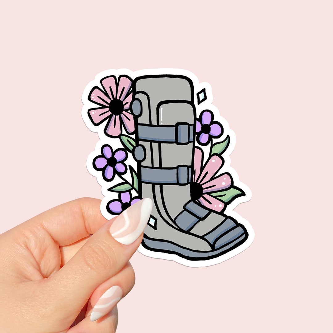 Walking Boot Floral Vinyl Sticker, Broken Leg Sticker, Broken Ankle ...