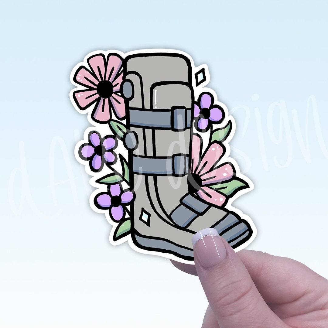 Walking Boot Floral Vinyl Sticker - Etsy