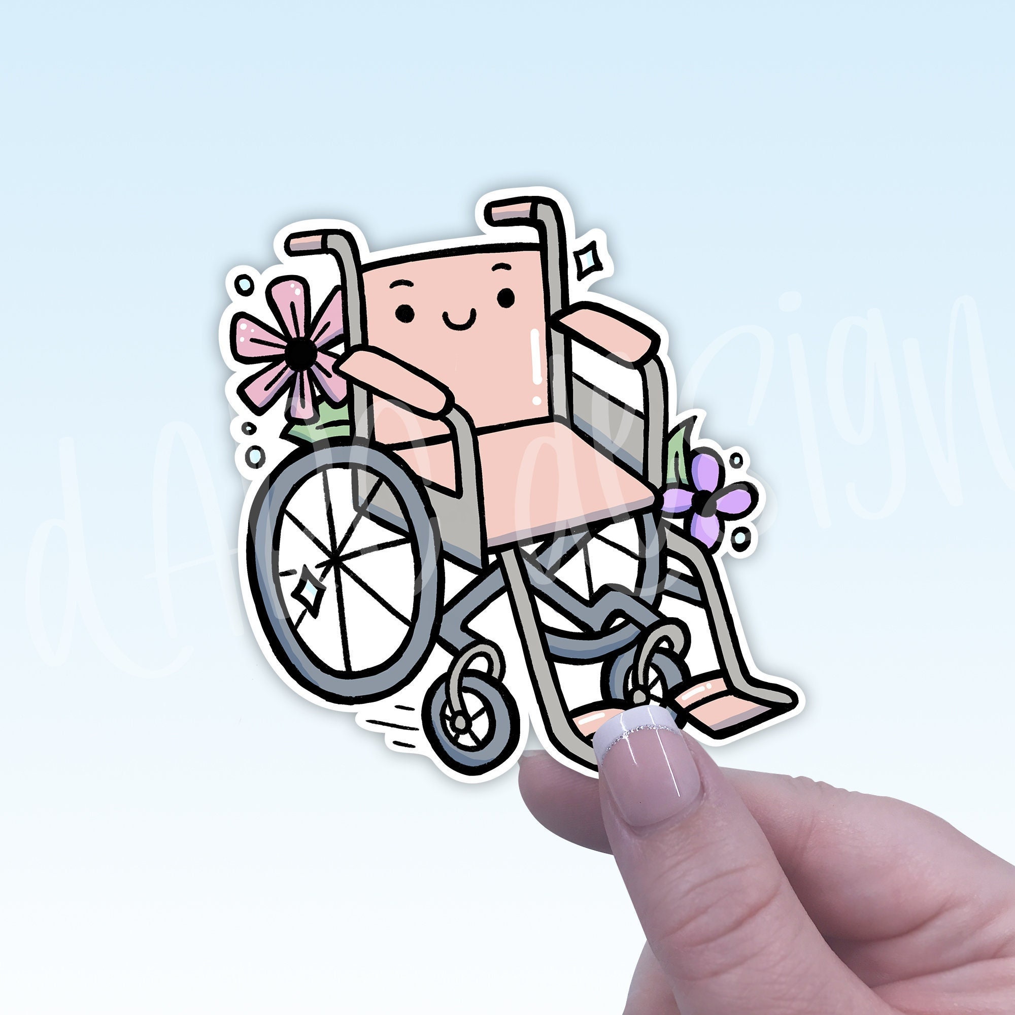 Happy Wheelchair Floral Vinyl Sticker - Etsy