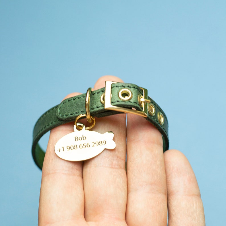 Cute Cat Collar Personalized Leather Collar Custom Collar - Etsy