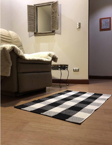 Welcome Mat Buffalo Check Rug Cotton Rug Indoor Outdoor | Etsy