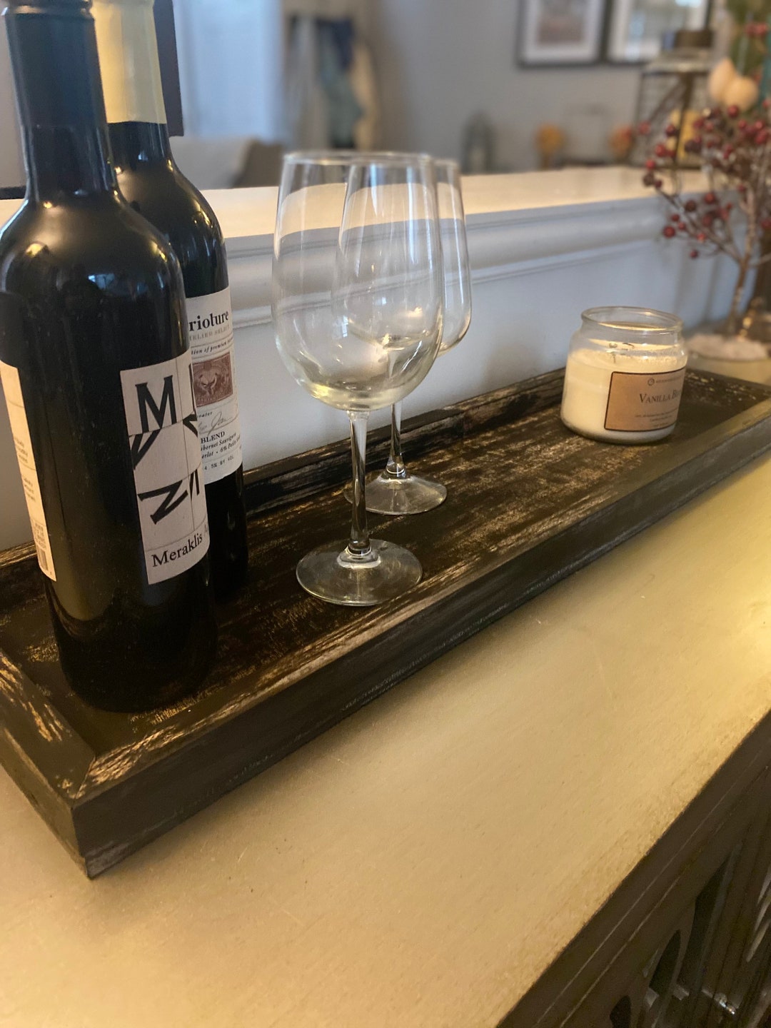 Rustic Wooden Tray: Handmade Farmhouse Table Decor - Etsy