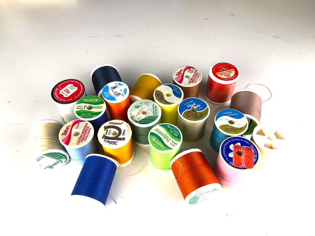 20 Vintage Spools of Thread in Variety of Colors-cotton Covered Poly ...