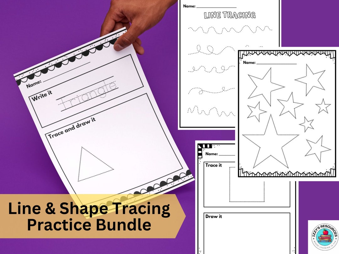 Shape Tracing Sheet Bundle Handwriting Practice Shape Handwriting ...
