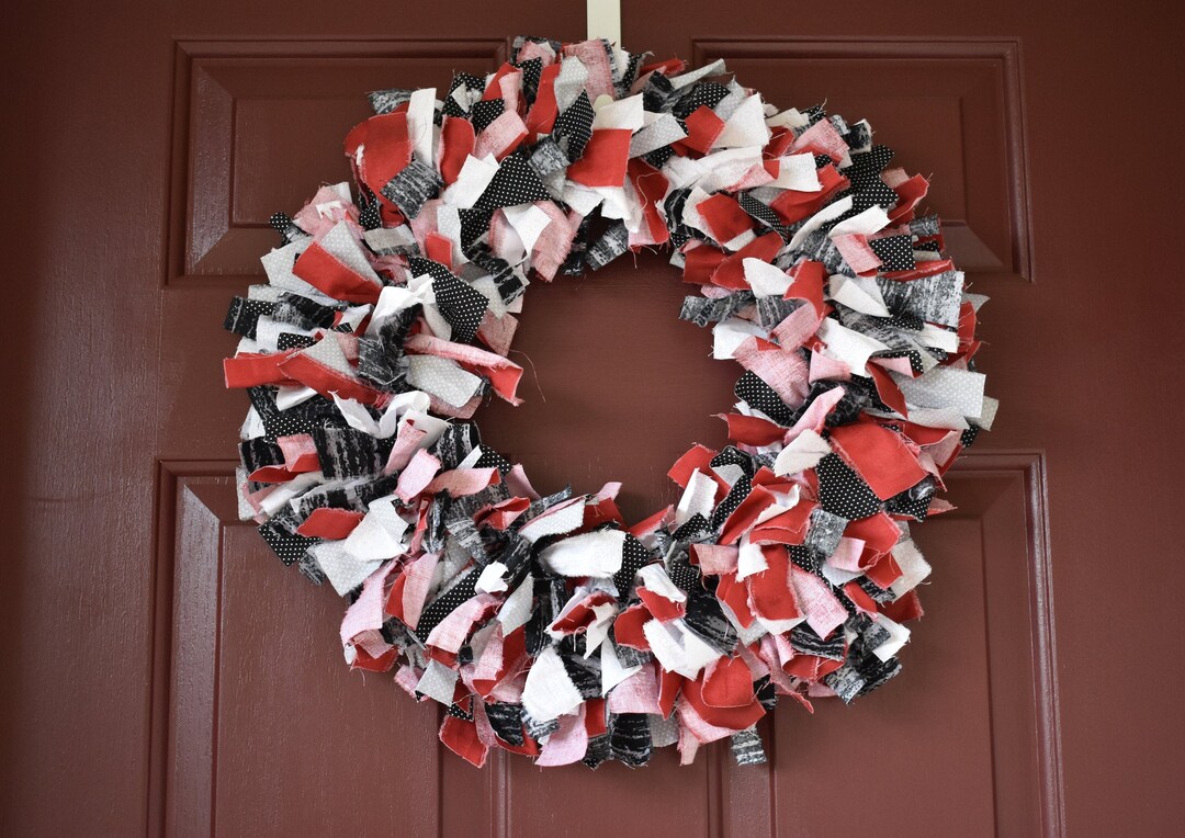 Red School Spirit Shag Wreath Red Fabric Spirit Decor - Etsy