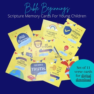 Kid Bible Verse Cards Set, Scripture Memory Cards, Bible Verse Memory ...