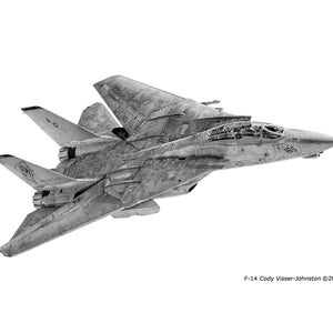 F-14 Tomcat Fighter Pencil Drawing 5x7 Print Low Stock - Etsy