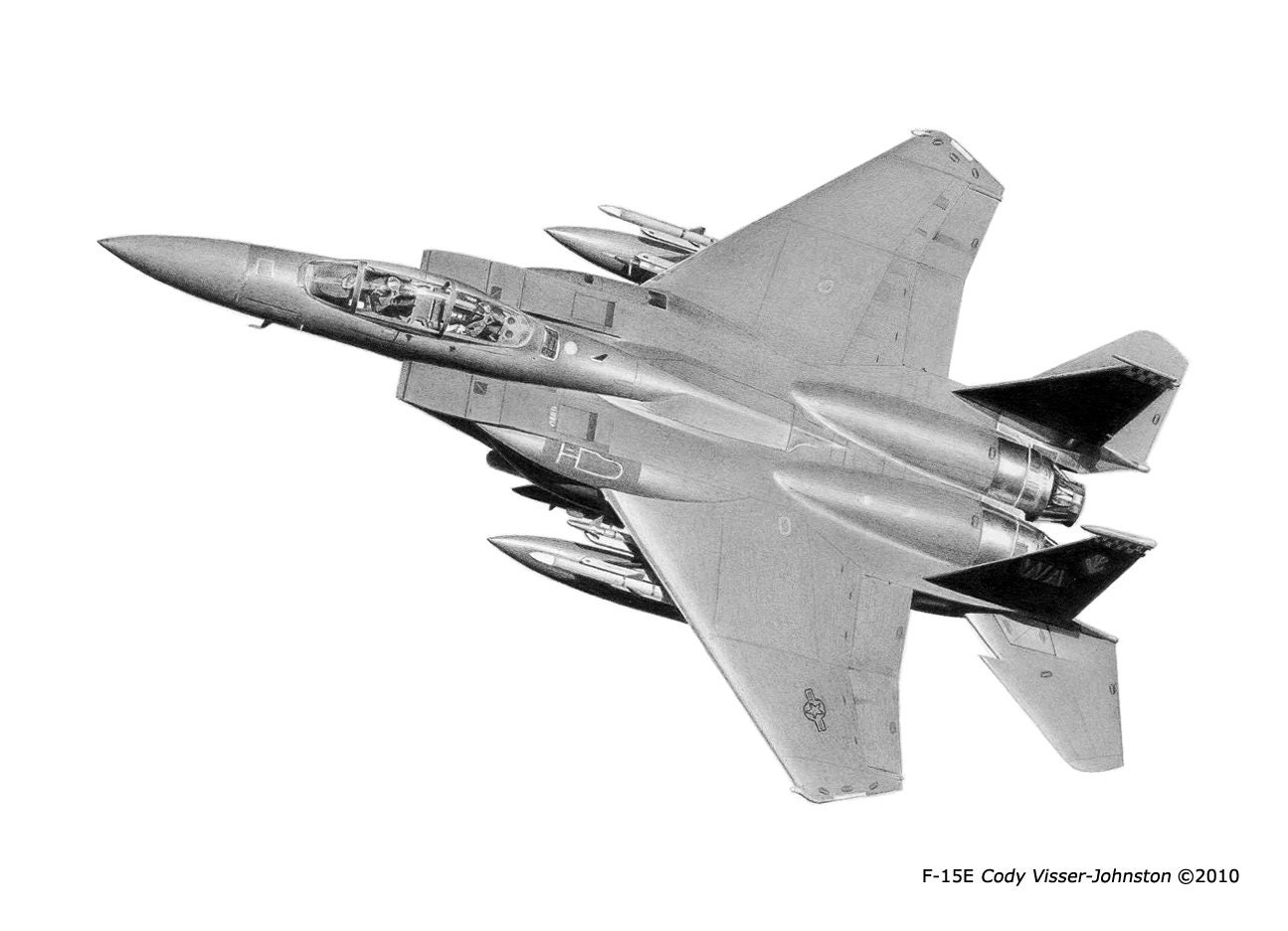 F-15E Strike Eagle Fighter Pencil Drawing 5x7 Print - Etsy