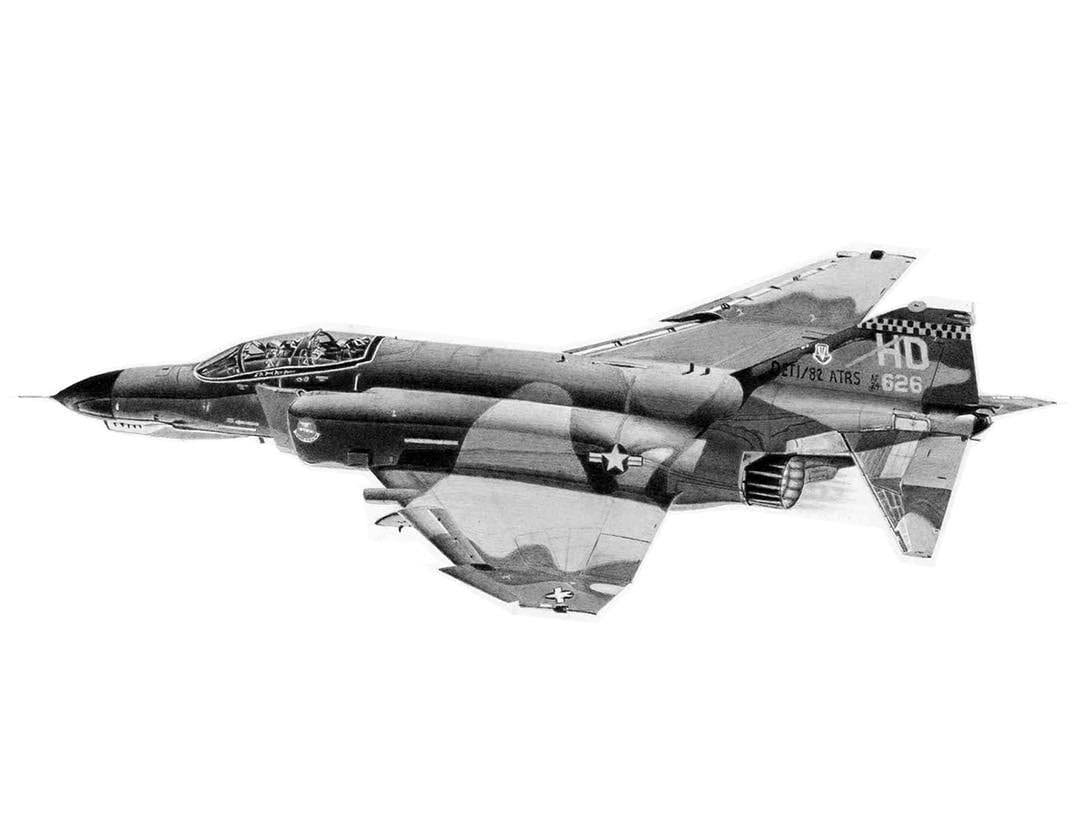 F-4 Phantom Fighter Pencil Drawing 5x7 Print - Etsy