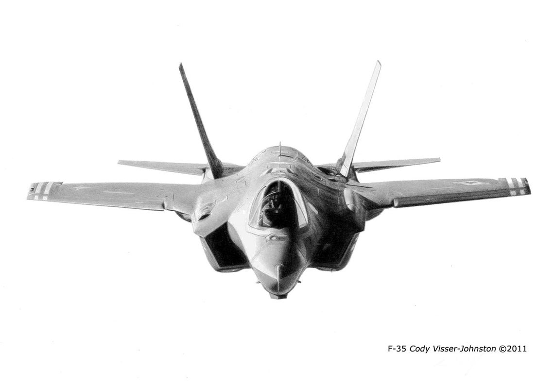 F-35 Lightning Fighter 5"x7" Pencil Print - Etsy