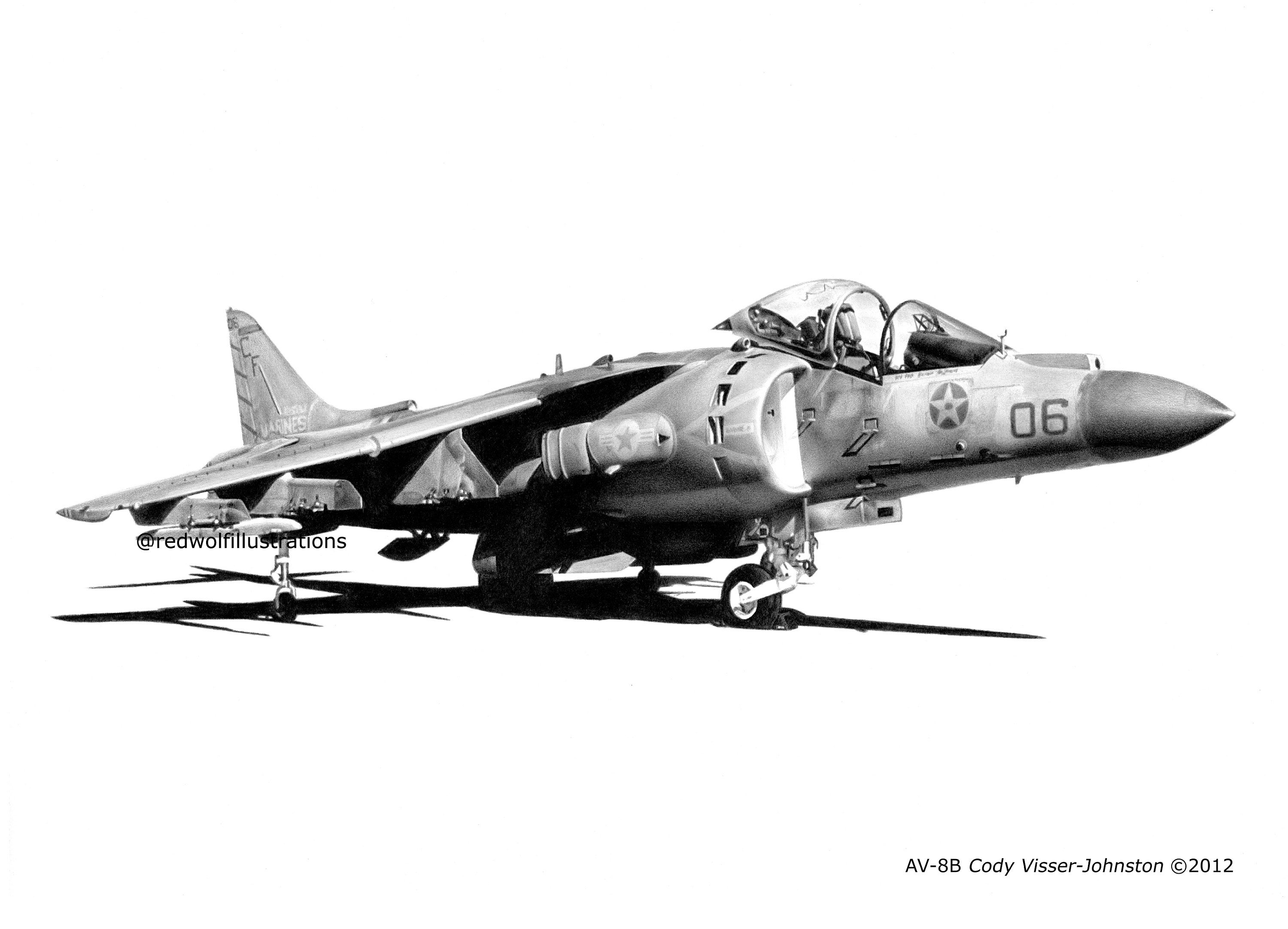 AV-8B Harrier VMA-211 Pencil Drawing Print - Etsy
