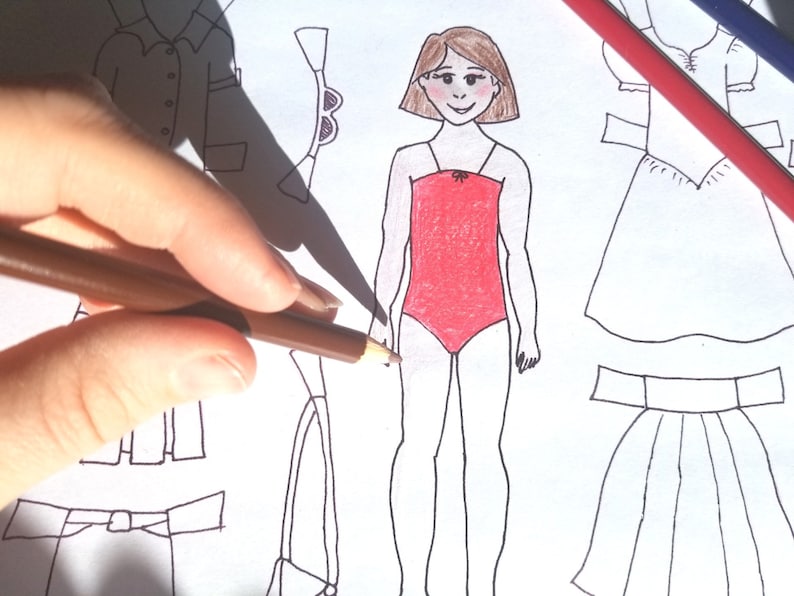 Printable Paper Doll Coloring Pages for Girls - Etsy