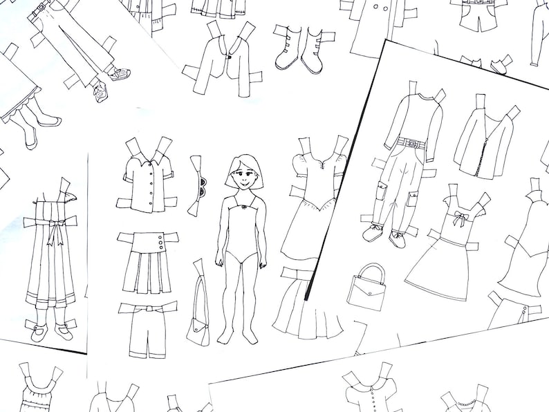 Printable Paper Doll Coloring Pages for Girls - Etsy