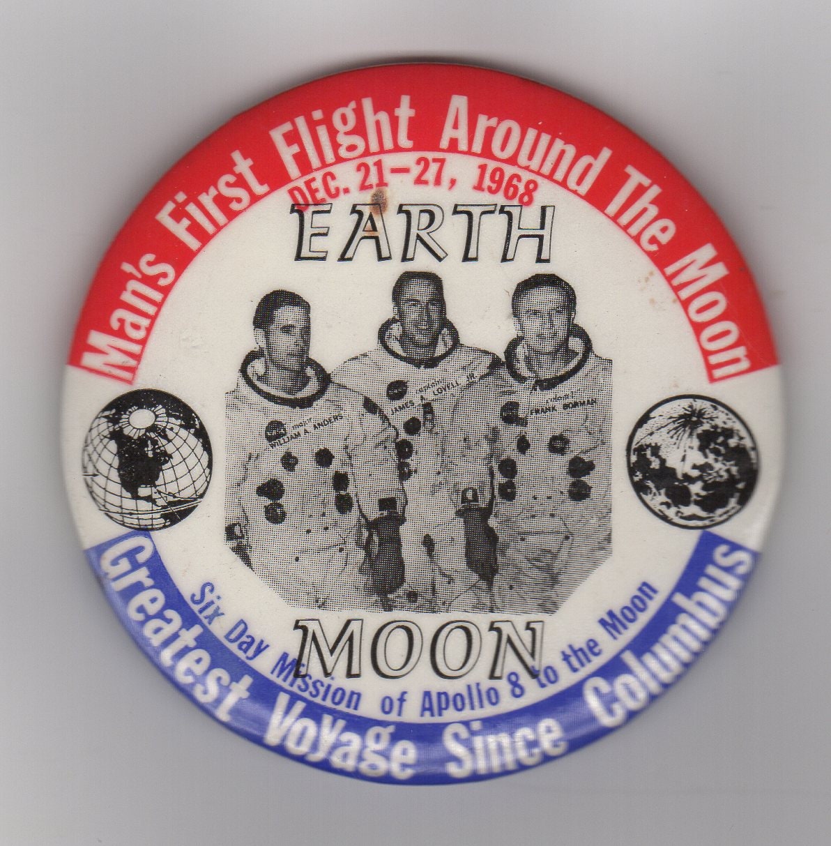 1968 Man's First Flight Around the Moon Pin - Etsy