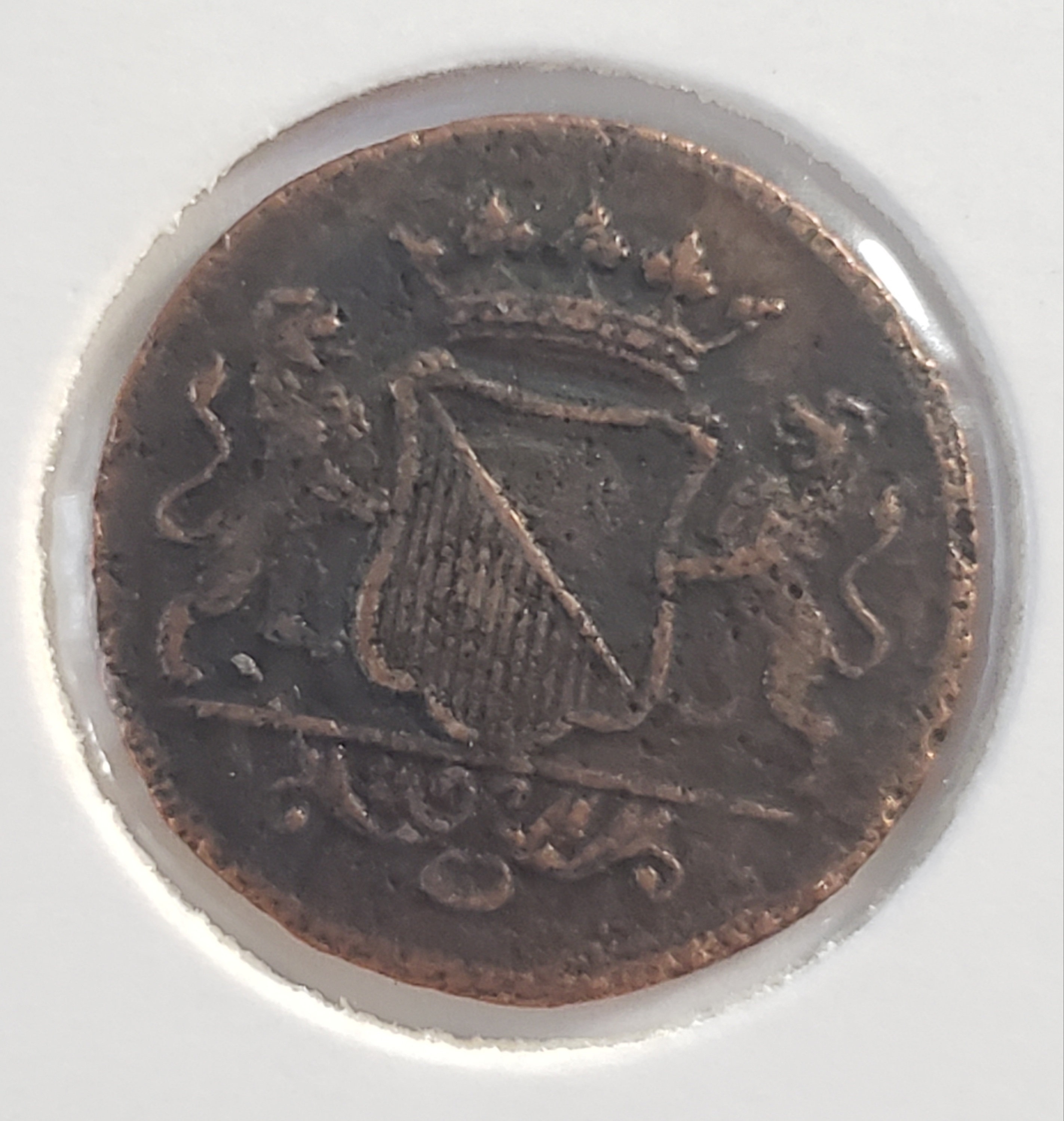1786 One Dutch Duit Coin the First New York Penny With Certificate of ...