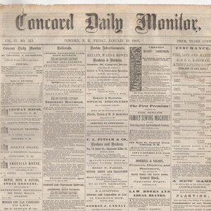 Lot of 3 - 1866 Concord Daily Monitor Newspaper - 3 Consecutive Dates ...