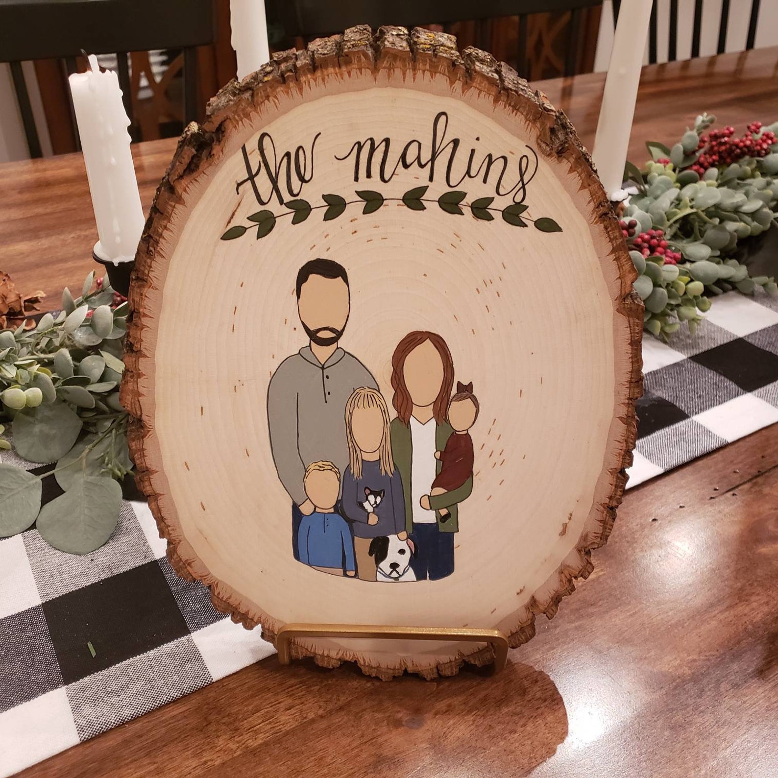 Custom Family Handpainted Wood Cookie - Etsy