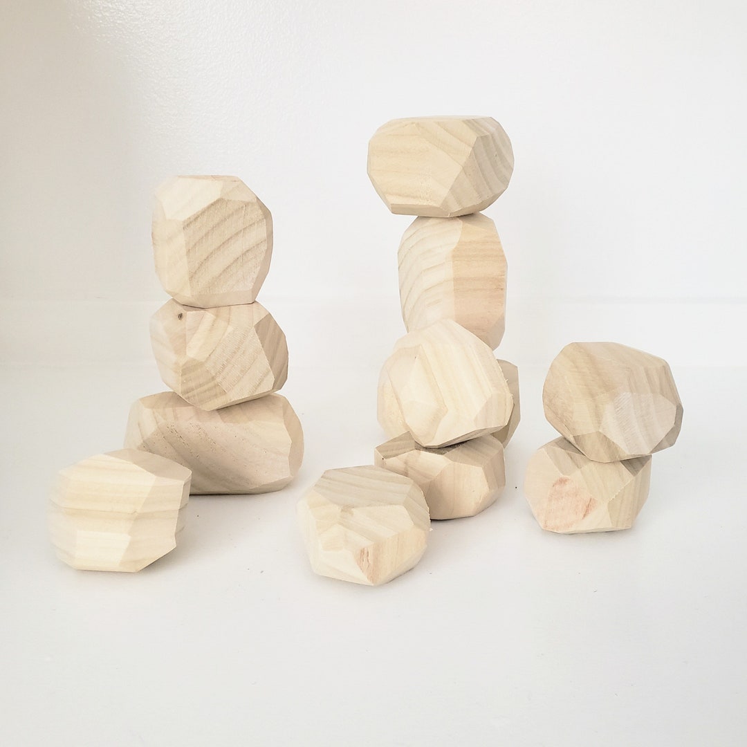 Wood Stacking Stones / Blocks Set of 12 -unfinished - Etsy