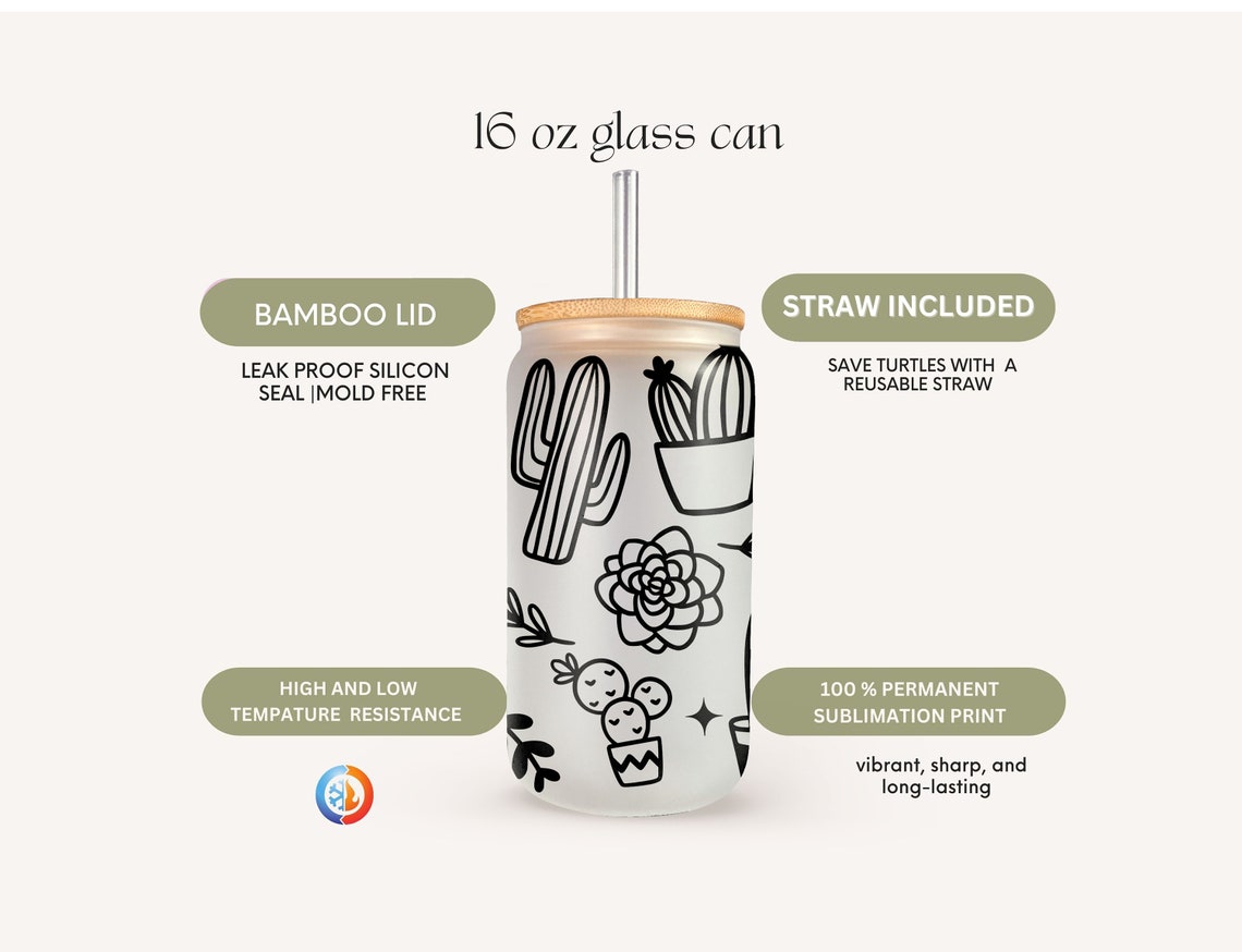 Western Cactus Cup Cactus Iced Coffee Glass Desert Glass Can Cup ...