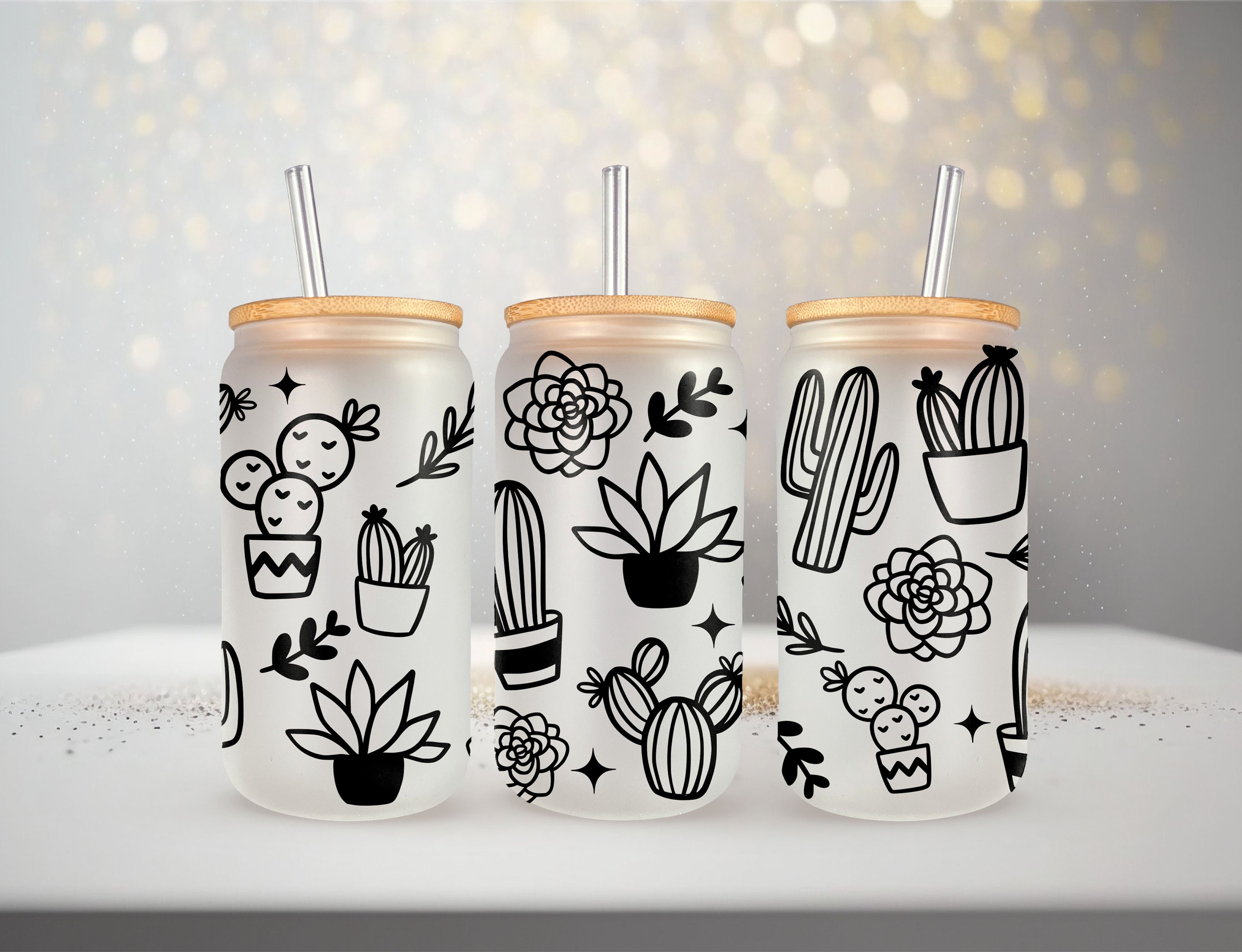 Western Cactus Cup Cactus Iced Coffee Glass Desert Glass Can Cup ...