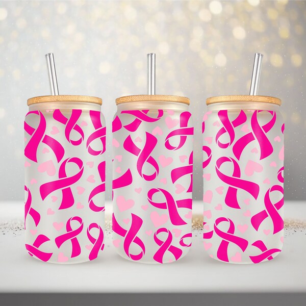 Breast Cancer Glass Can - Etsy