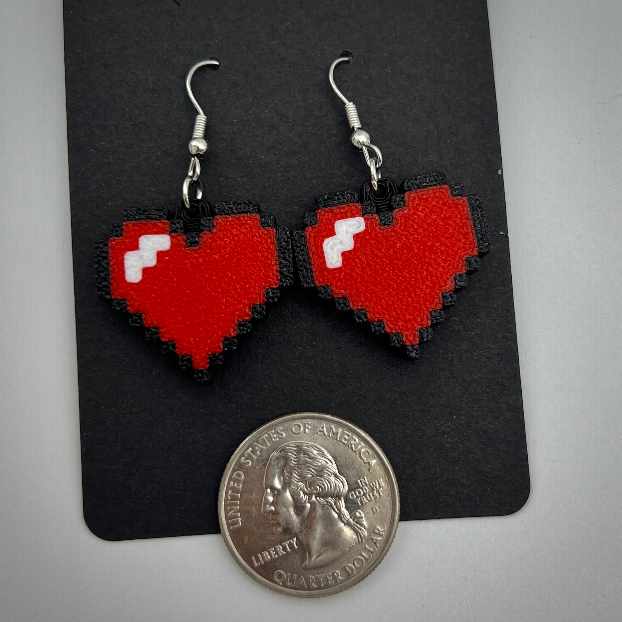 3d-printed Pixel Heart Earrings - Etsy