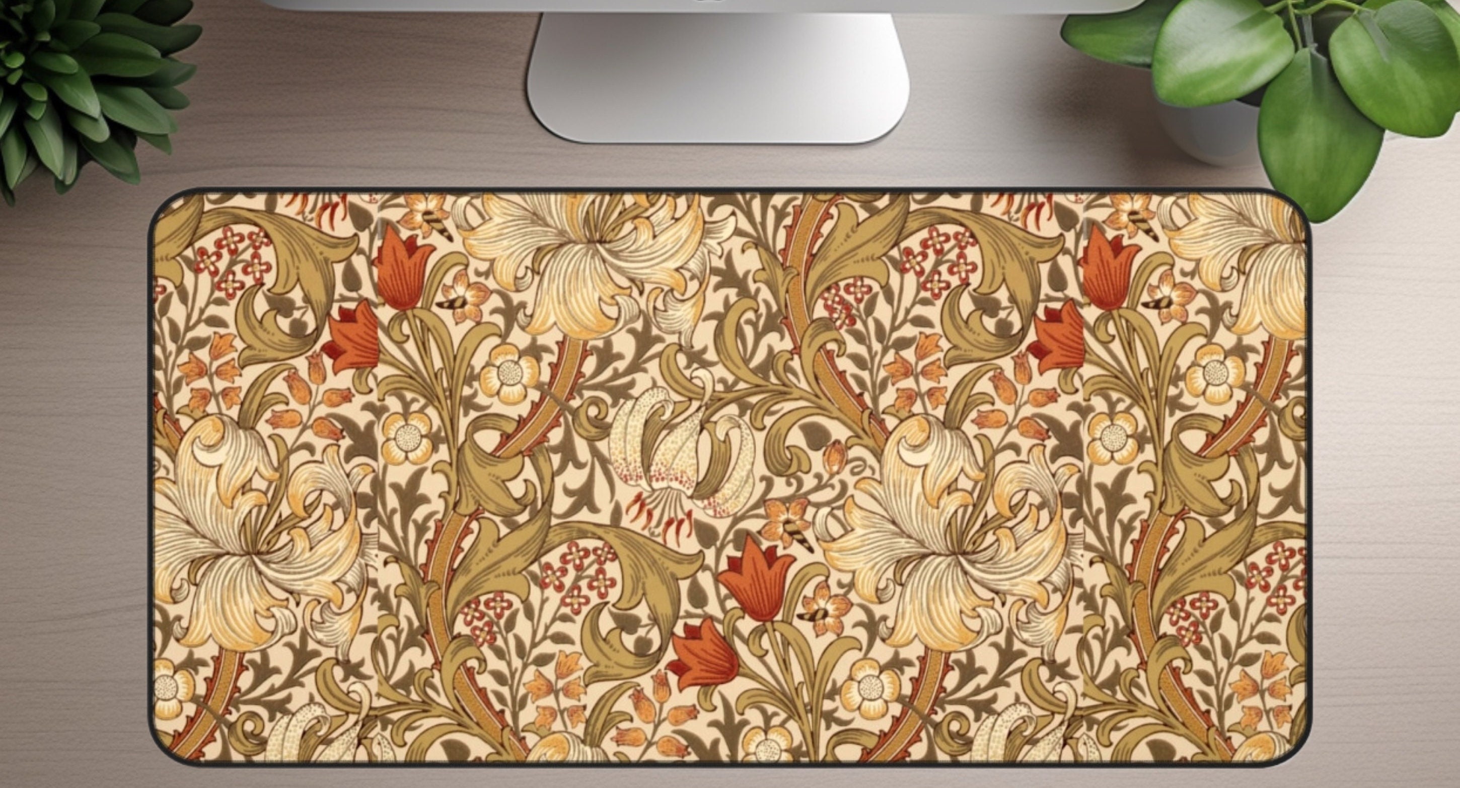 William Morris Golden Lily Desk Mat, Botanical Mouse Pad, Desk Mat ...