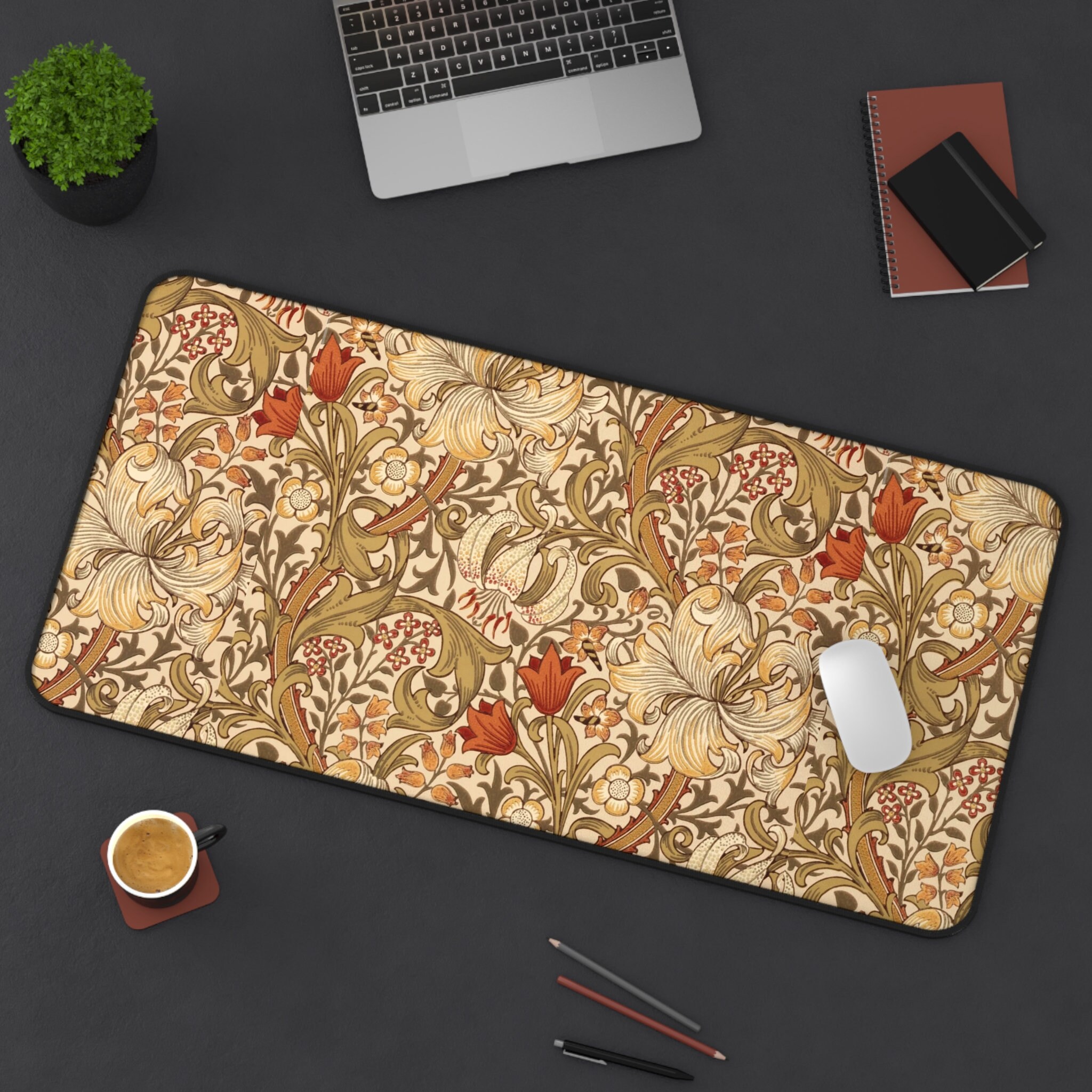 William Morris Golden Lily Desk Mat, Botanical Mouse Pad, Desk Mat ...