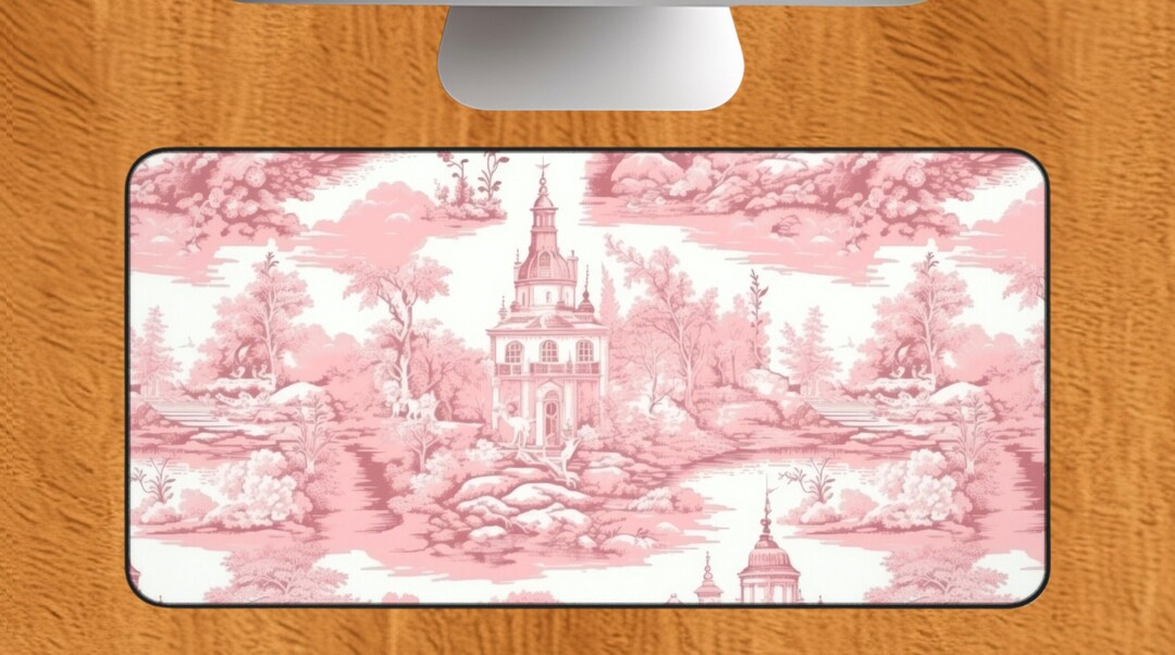 Toile Desk Mat, French Botanical Mouse Pad, Desk Mat Aesthetic, Toile ...