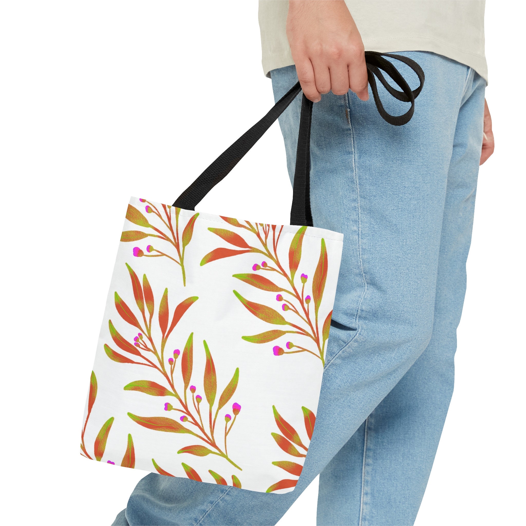 Tote Bag in Rusty Leaves Pattern - Etsy