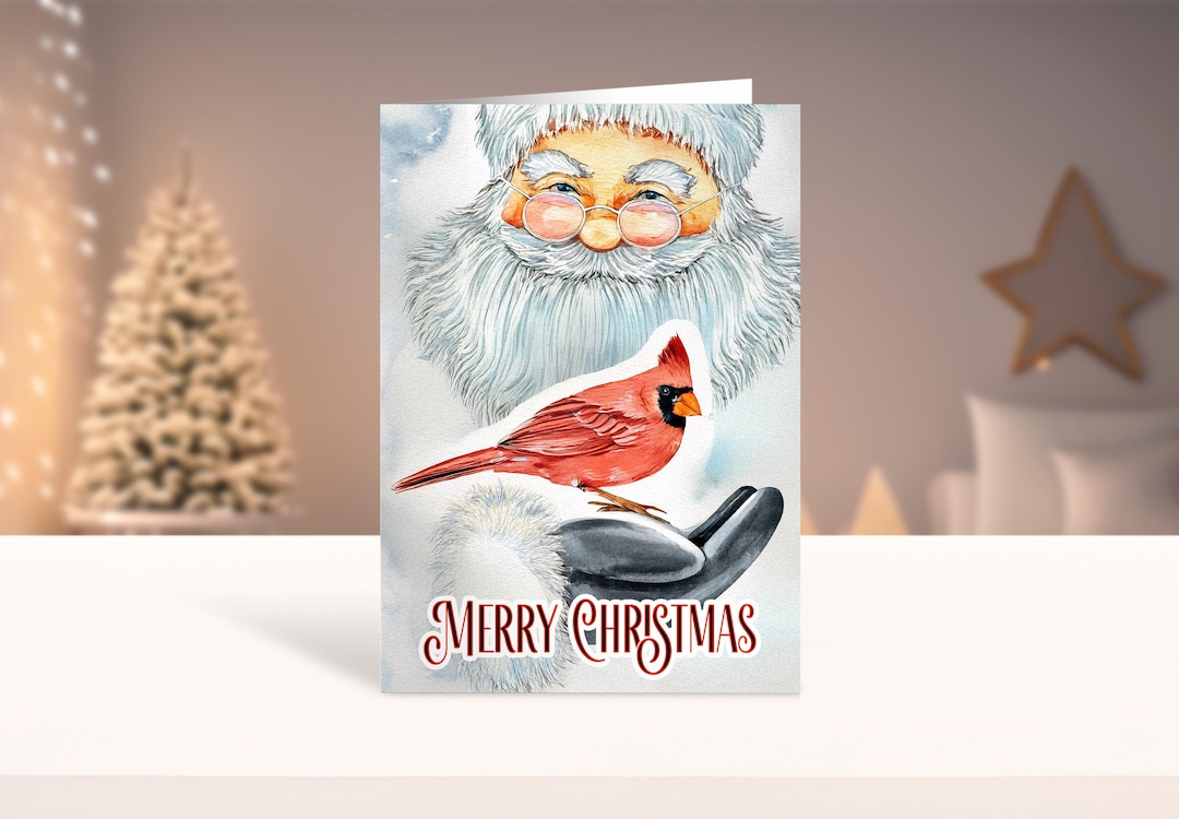 Printable Christmas Card Printable Christmas Cardinal Card Water Color ...