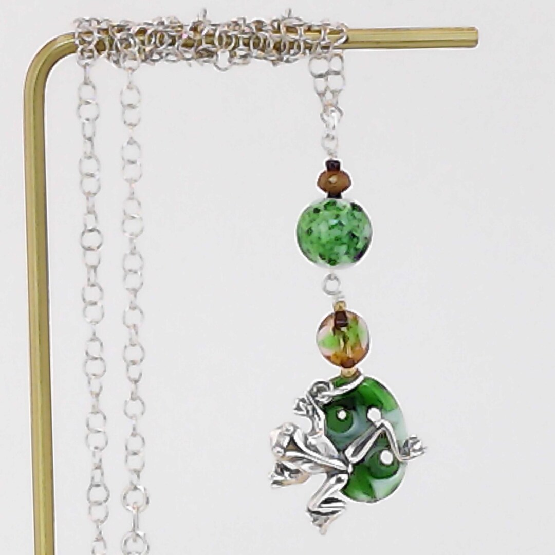 Vibrant Rainforest Frog Necklace: Handmade Sterling Silver Pendant With ...