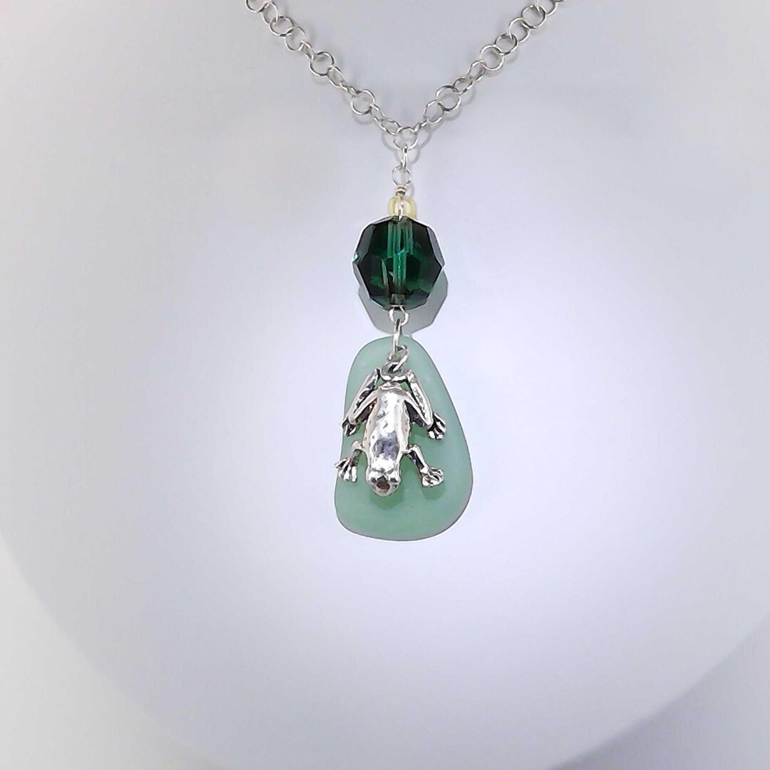 Tropical Frog Necklace: Rainforest Green Glass Pendant With Multicolor ...