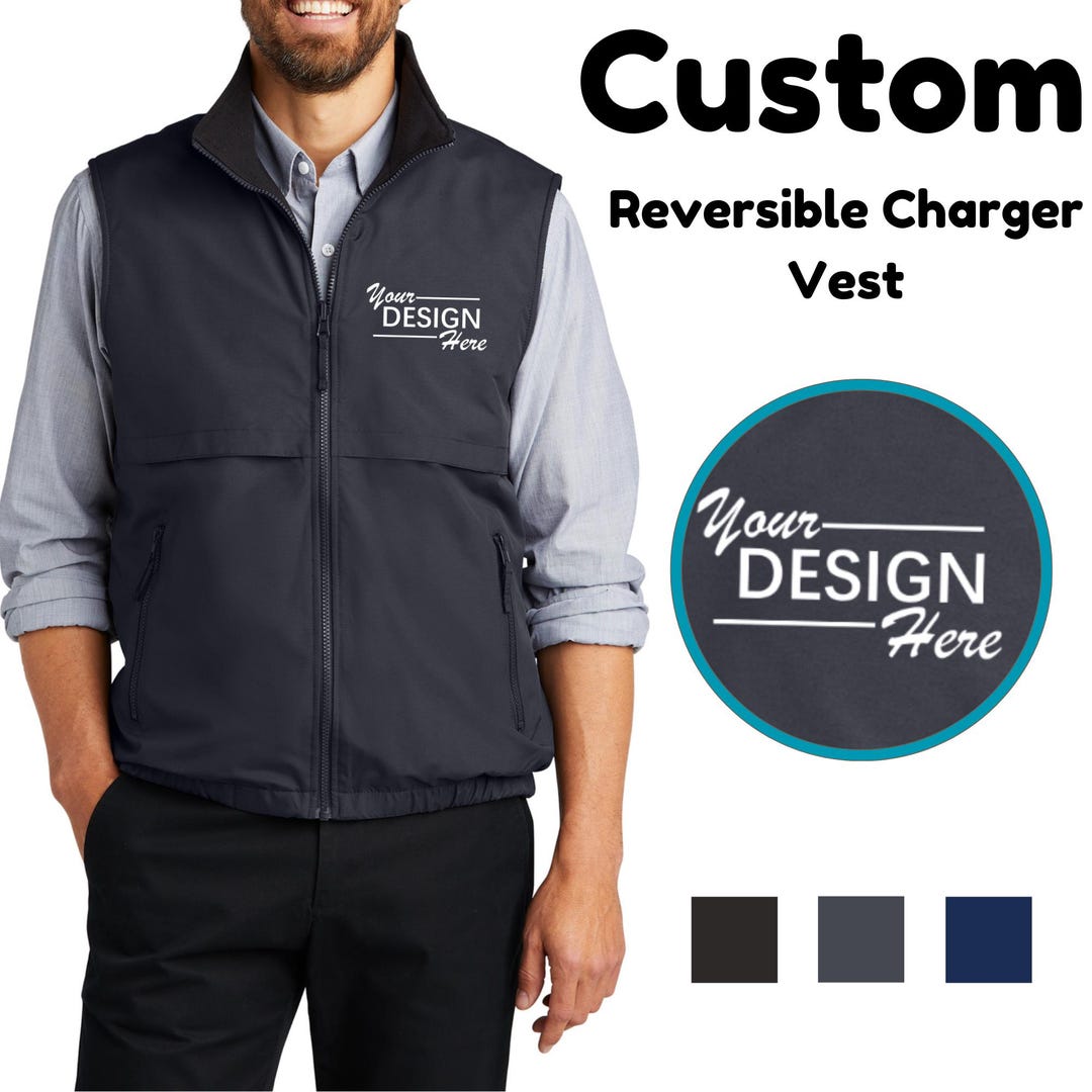 Custom Reversible Charger Vest, Custom Embroidery Vest, Personalized ...