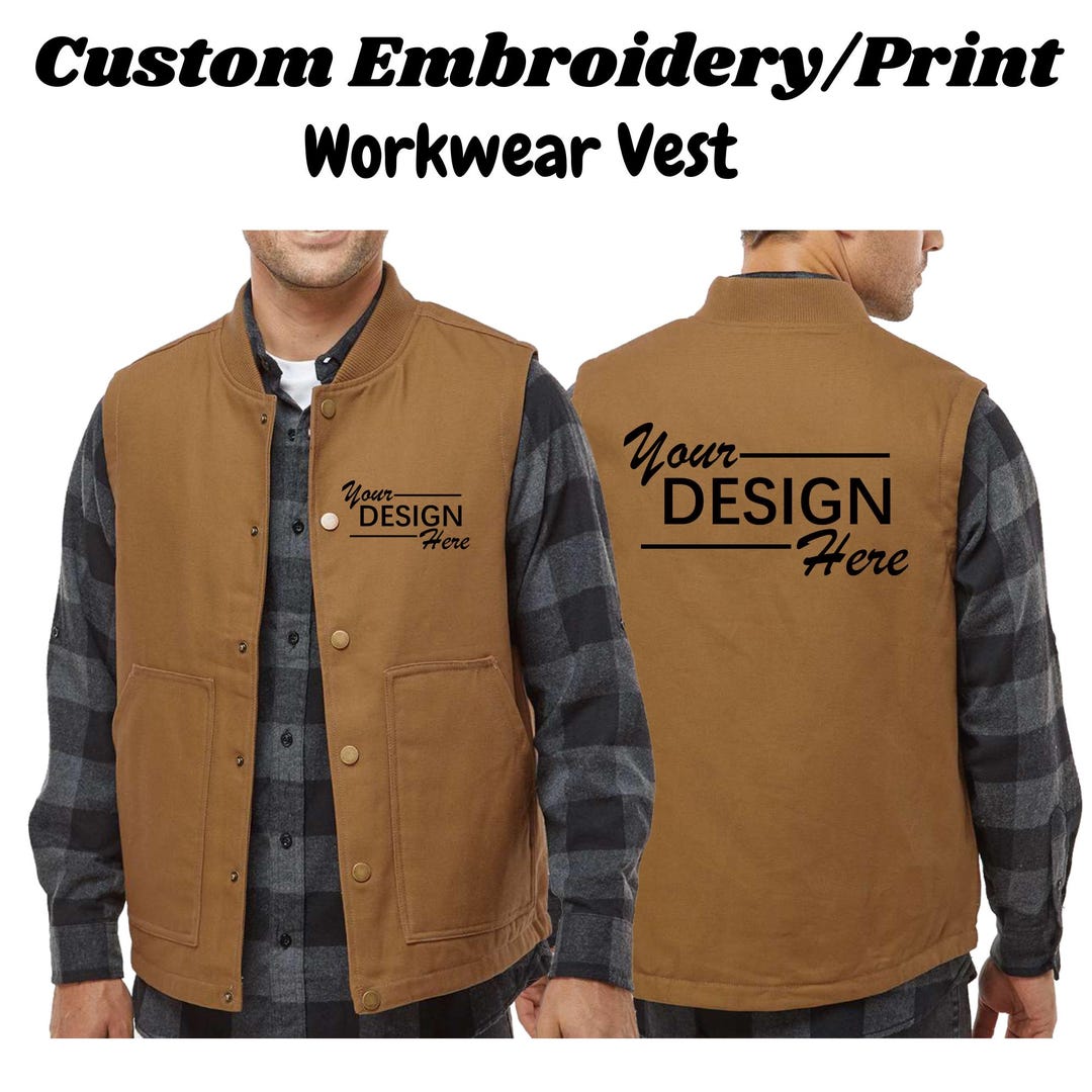Custom Canvas Workwear Vest, Embroidered Vest, Custom Logo Vest, Custom ...