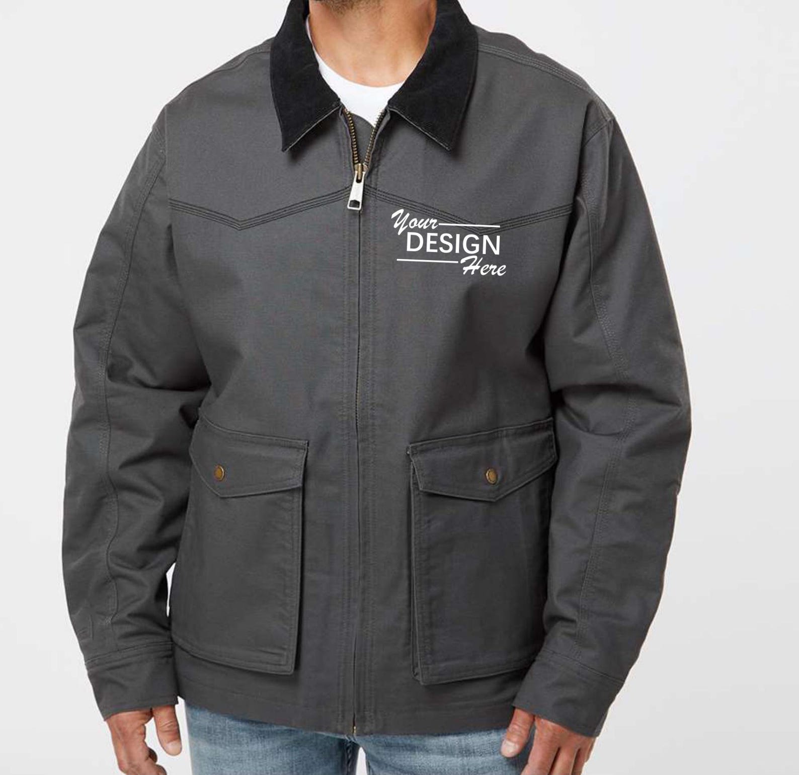 Customized Canvas Jacket, Custom Embroidered Work Jacket, Water ...