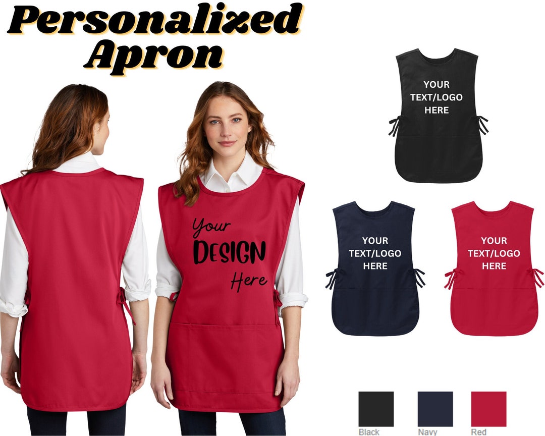Personalized Apron With Pockets, Custom Text Apron, Custom Print Apron ...