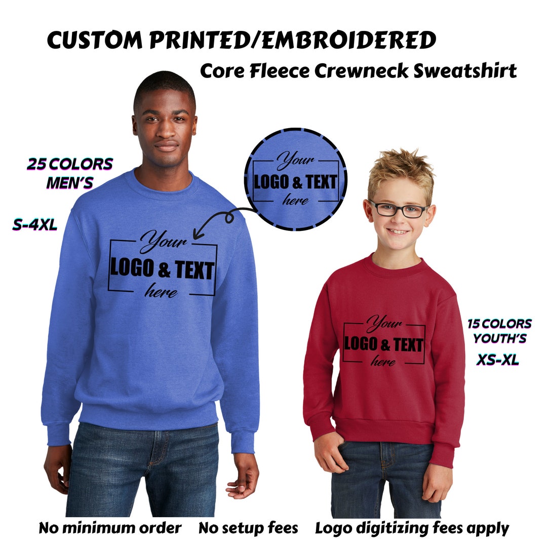 Custom Crewneck Sweatshirt. Custom Printed Text, Logo, Design. Love to ...